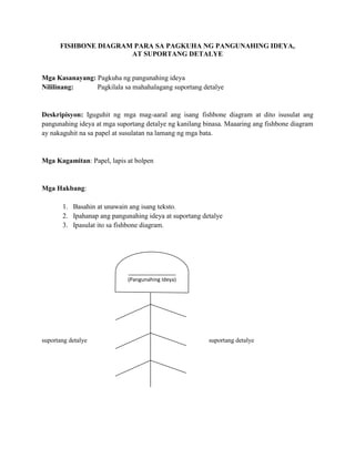 Fishbone diagram para sa pagkuha ng pangunahing ideya | DOCX