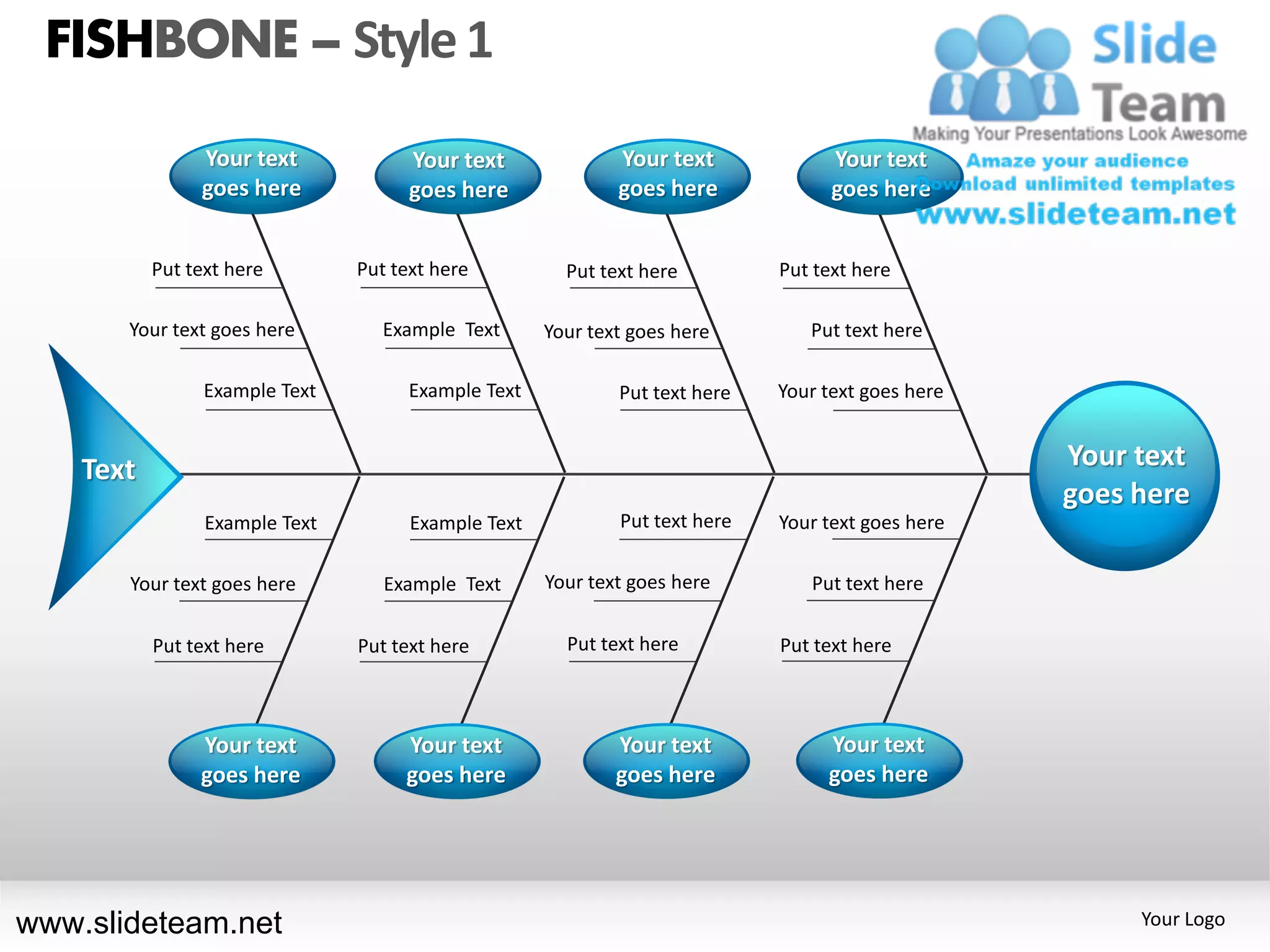 Fishbone style design 1 powerpoint ppt slides. | PPT