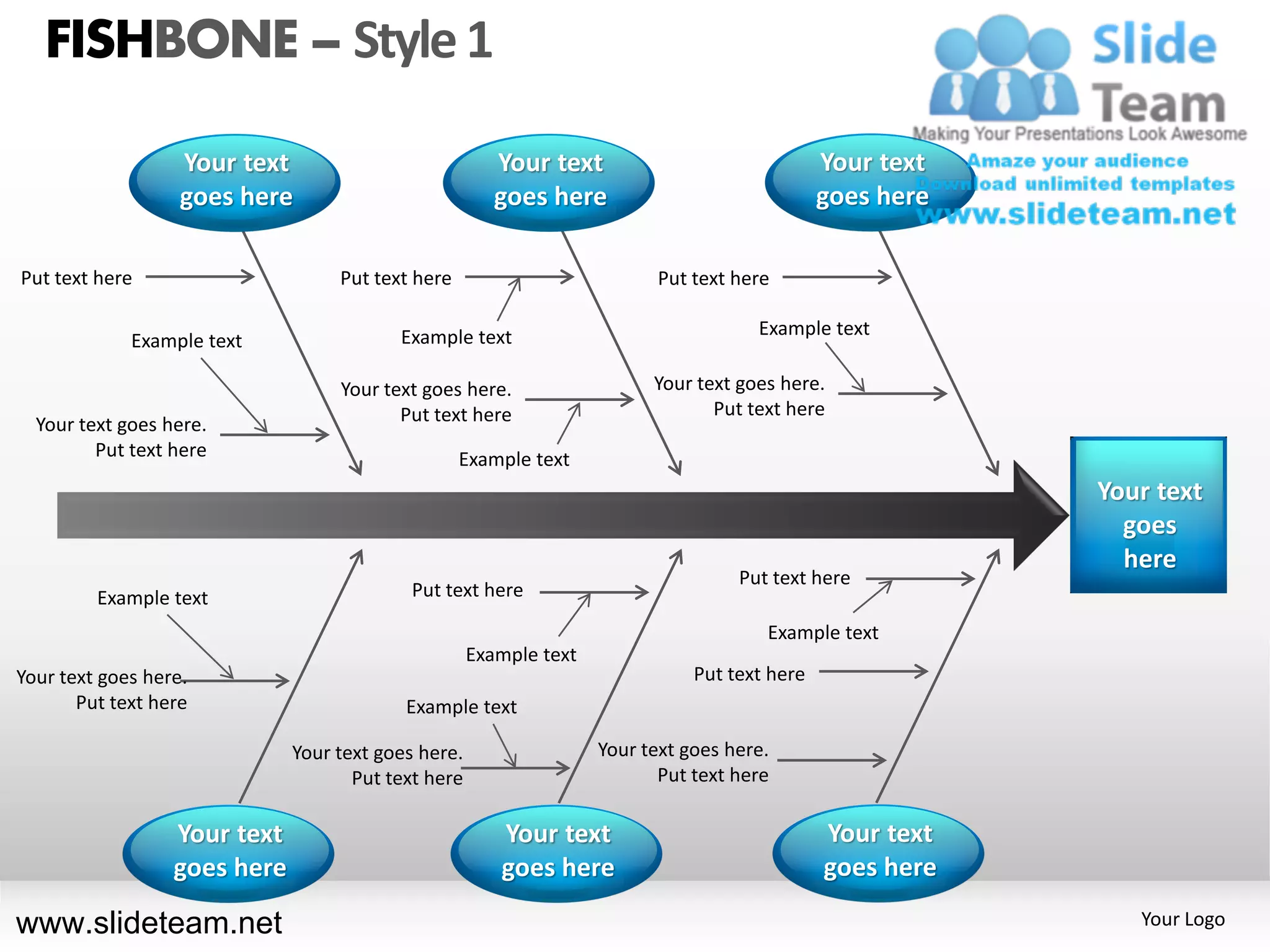 Fishbone style design 1 powerpoint ppt slides. | PPT
