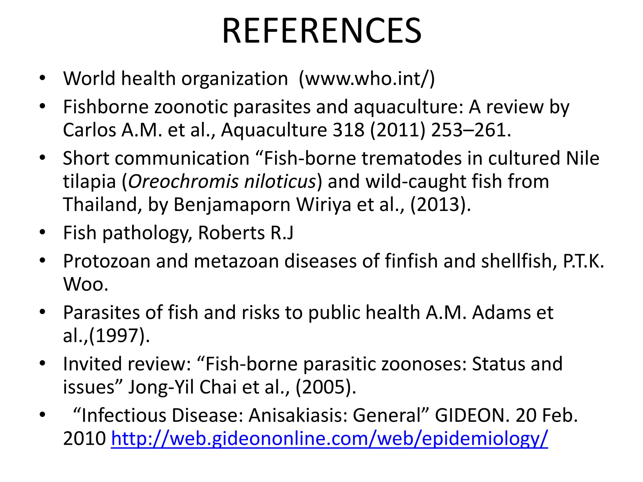 Fish borne parasitic zoonoses | PPTX