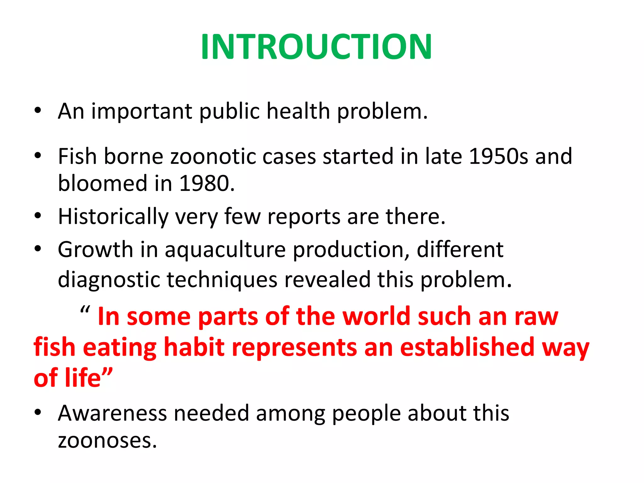 Fish borne parasitic zoonoses | PPTX