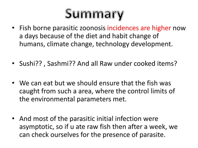 Fish borne parasitic zoonoses | PPTX | Infectious Diseases | Diseases ...