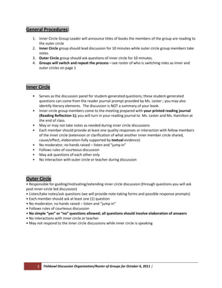 Fishbowl discussion 1 thursday october 6 organization | PDF