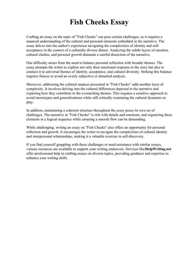 Fish Cheeks Essay. Ohio Business College | PDF