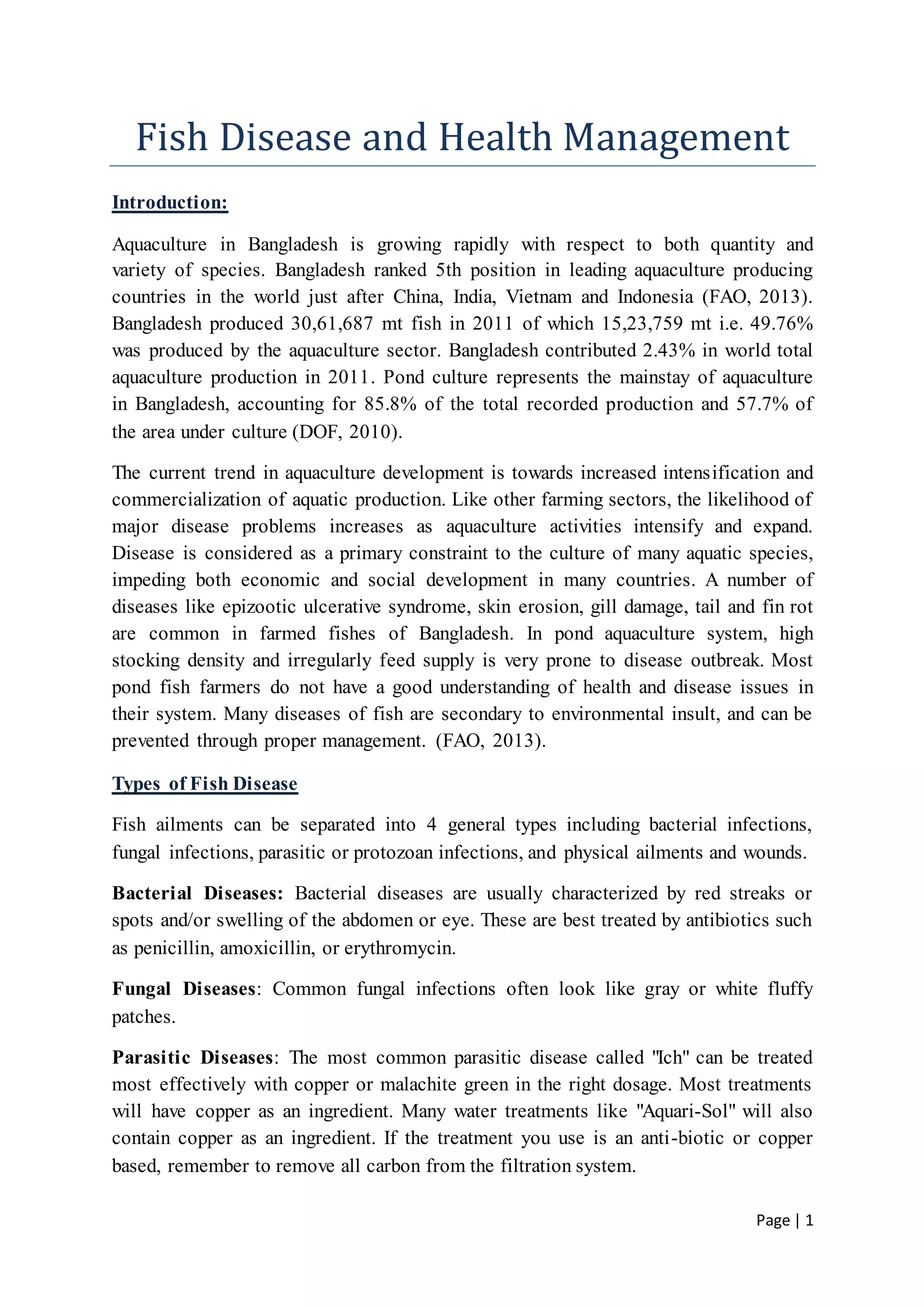 Fish disease and health management | DOCX