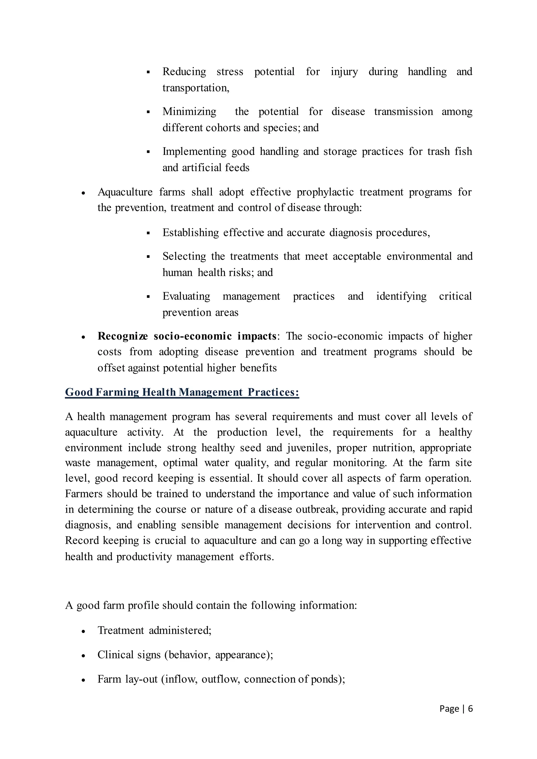 Fish disease and health management | DOCX