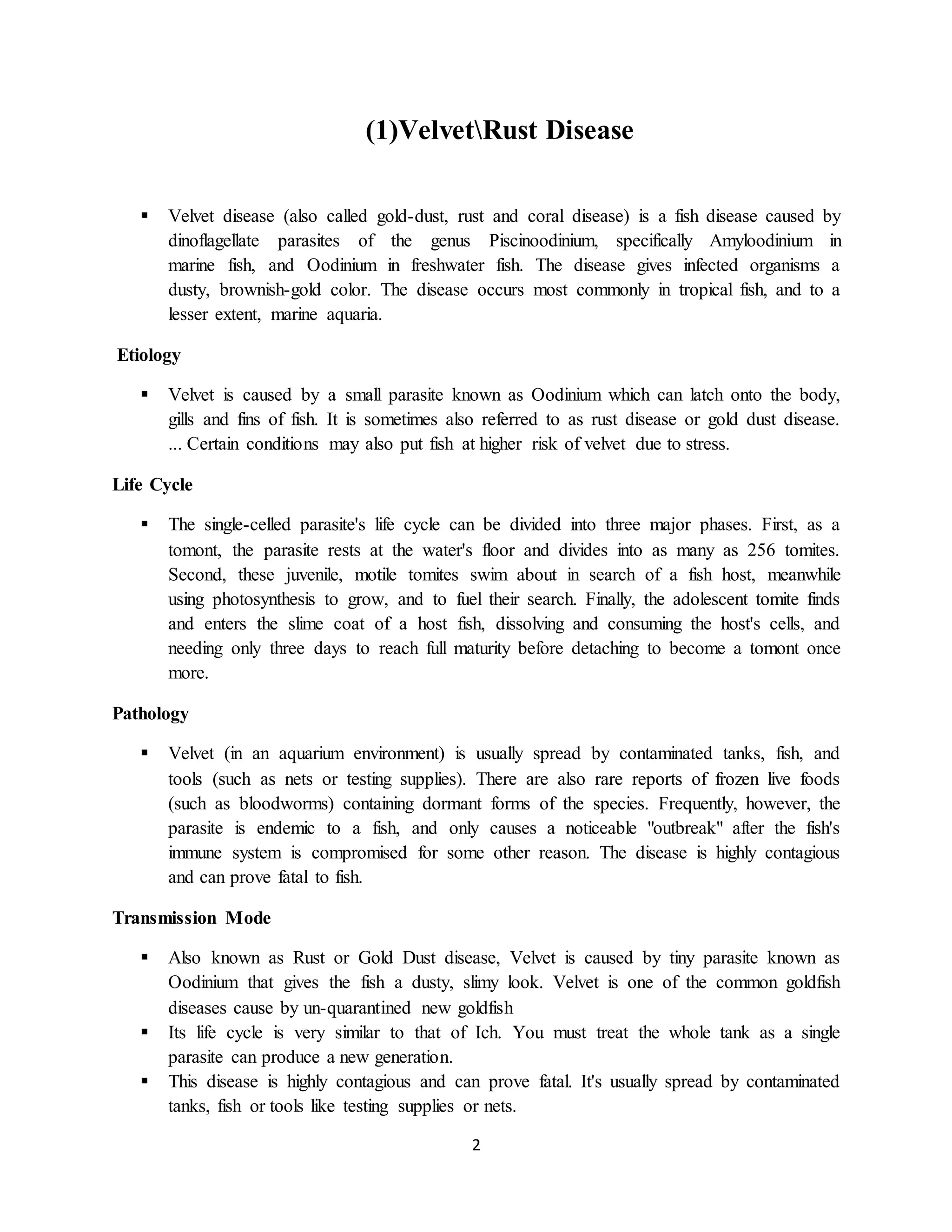 Fish disease ( Fungal ,Bacterial , Viral ) | DOCX