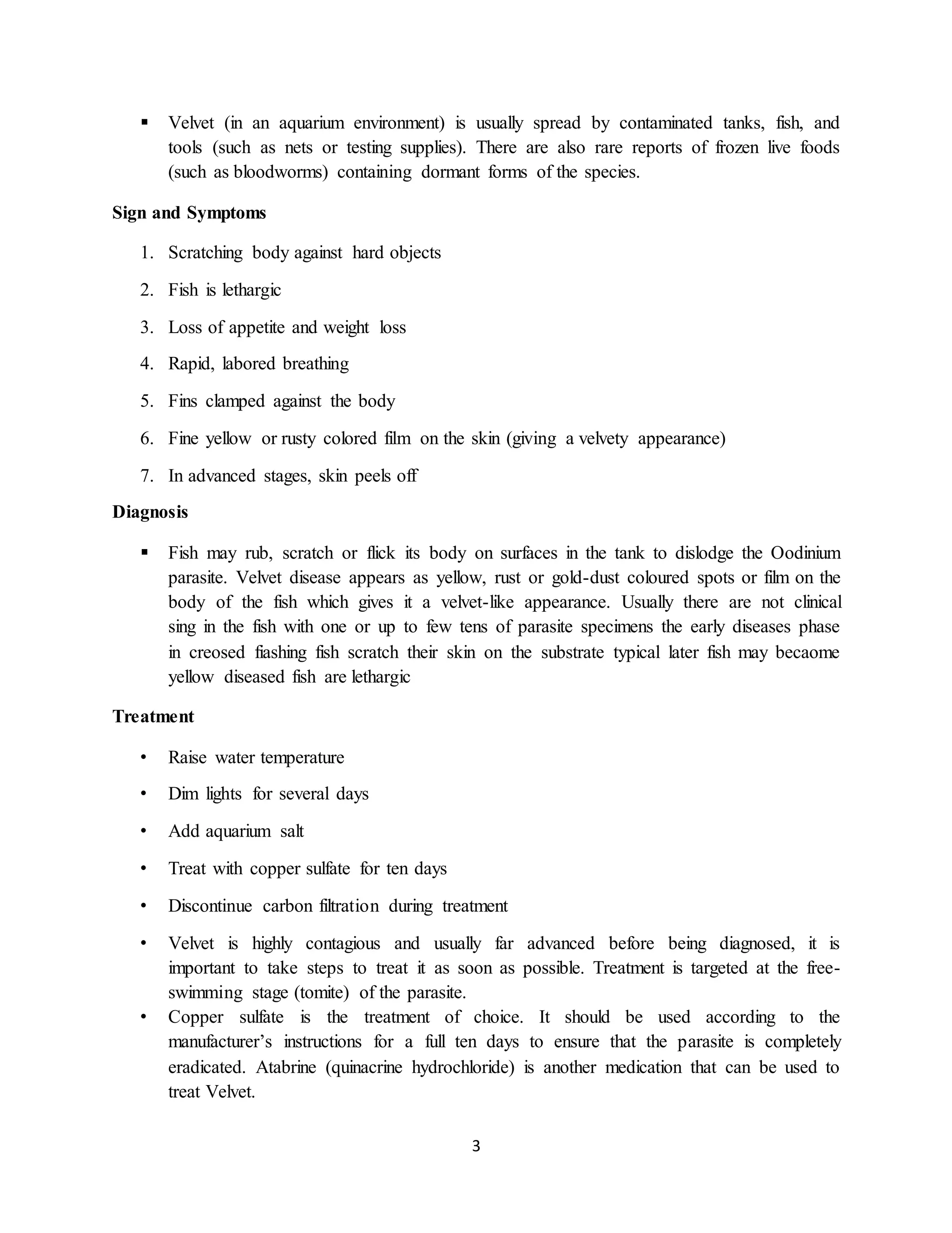 Fish disease ( Fungal ,Bacterial , Viral ) | DOCX