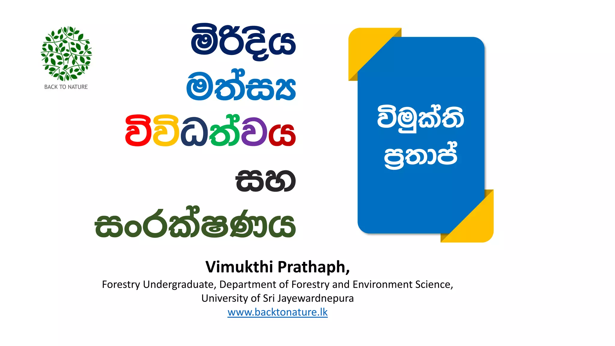 Fish diversity in Sri Lanka - Vimukthi Prathaph | PPT