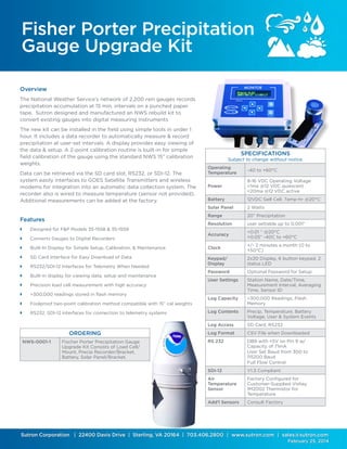 Fisher Porter Precipitation Gauge Upgrade Kit | PDF