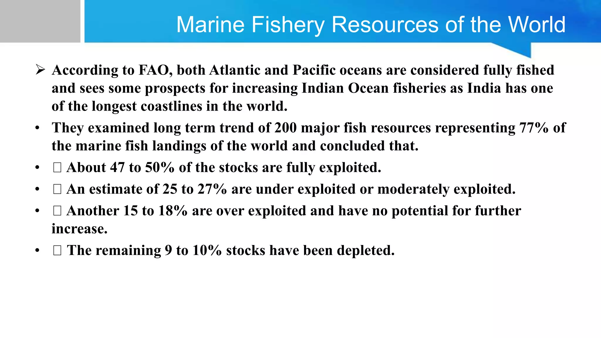 FISHERIES RESOURCES OF WORLD AND INDIA.pptx