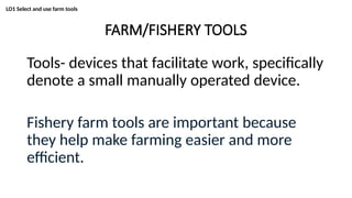 FISHERY TOOLS IN AQUACULTURE 7 TVL DDDD | PPTX