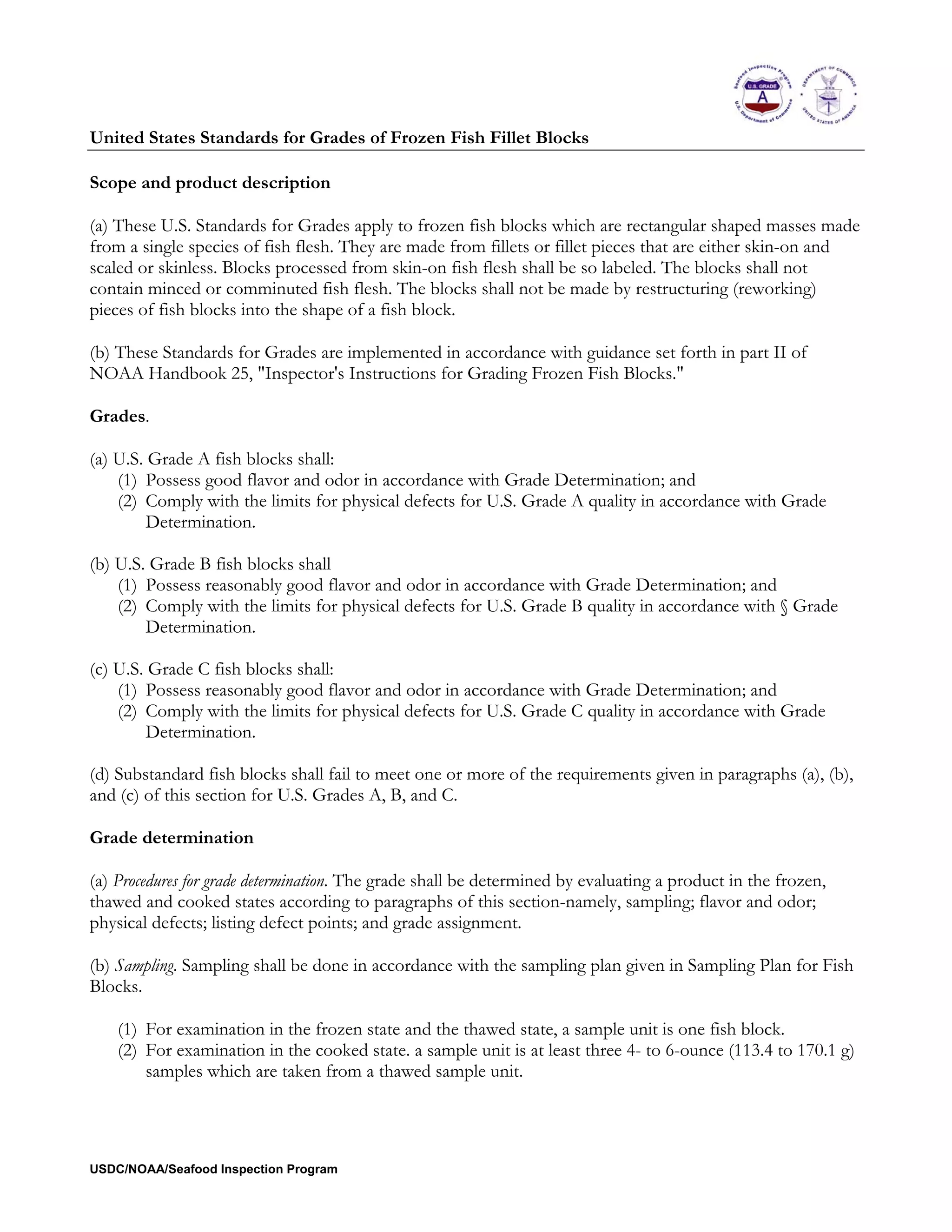 Grading for Fish Fillet Blocks | PDF