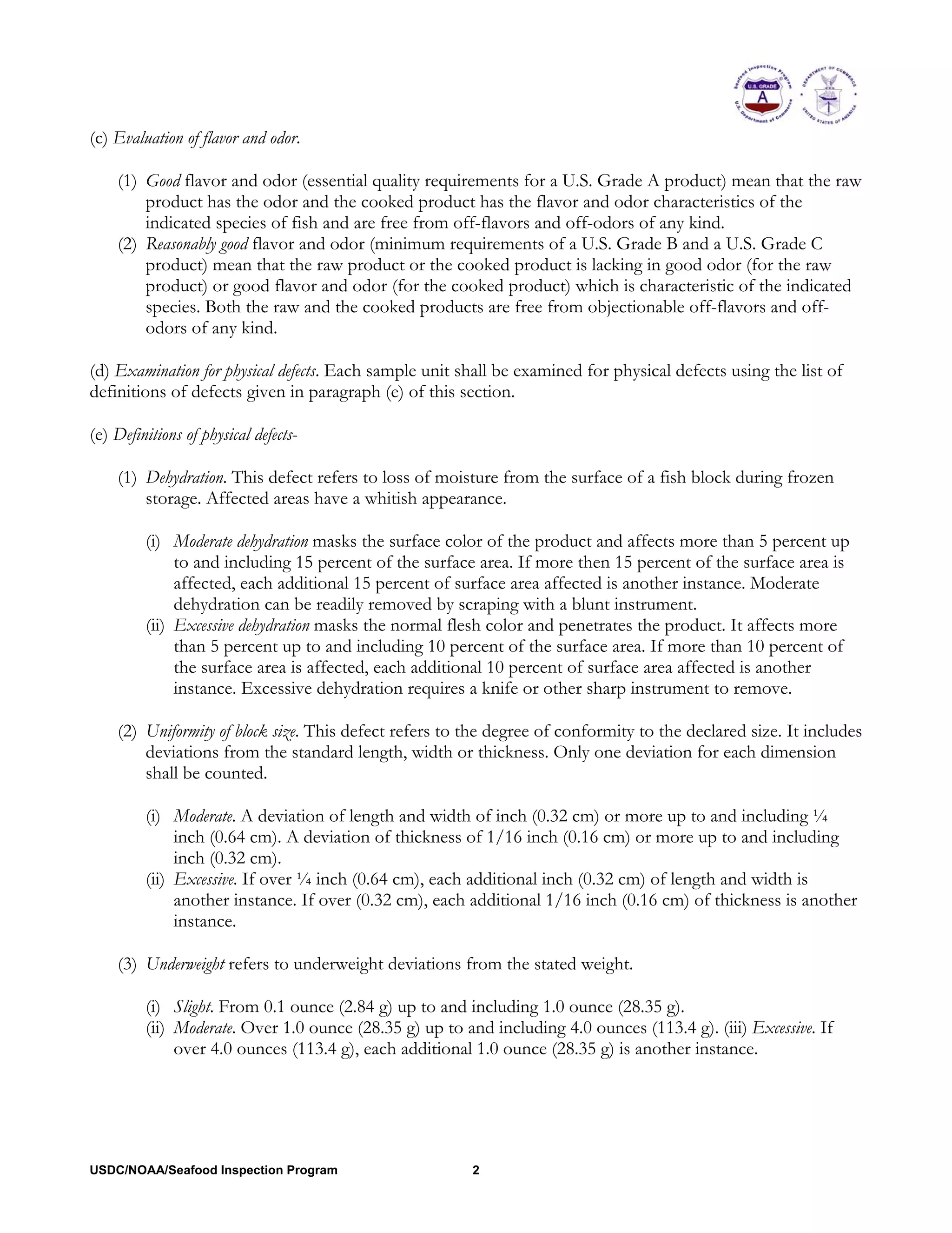 Grading for Fish Fillet Blocks | PDF