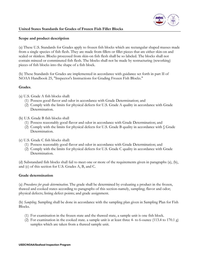 Grading for Fish Fillet Blocks | PDF | Skin and Dermatology | Diseases ...