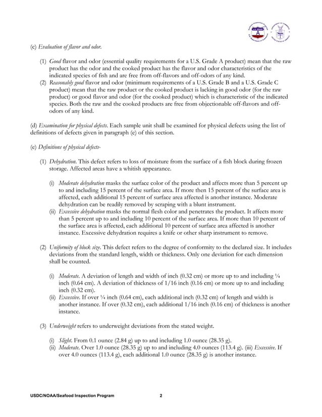 Grading for Fish Fillet Blocks | PDF | Skin and Dermatology | Diseases ...