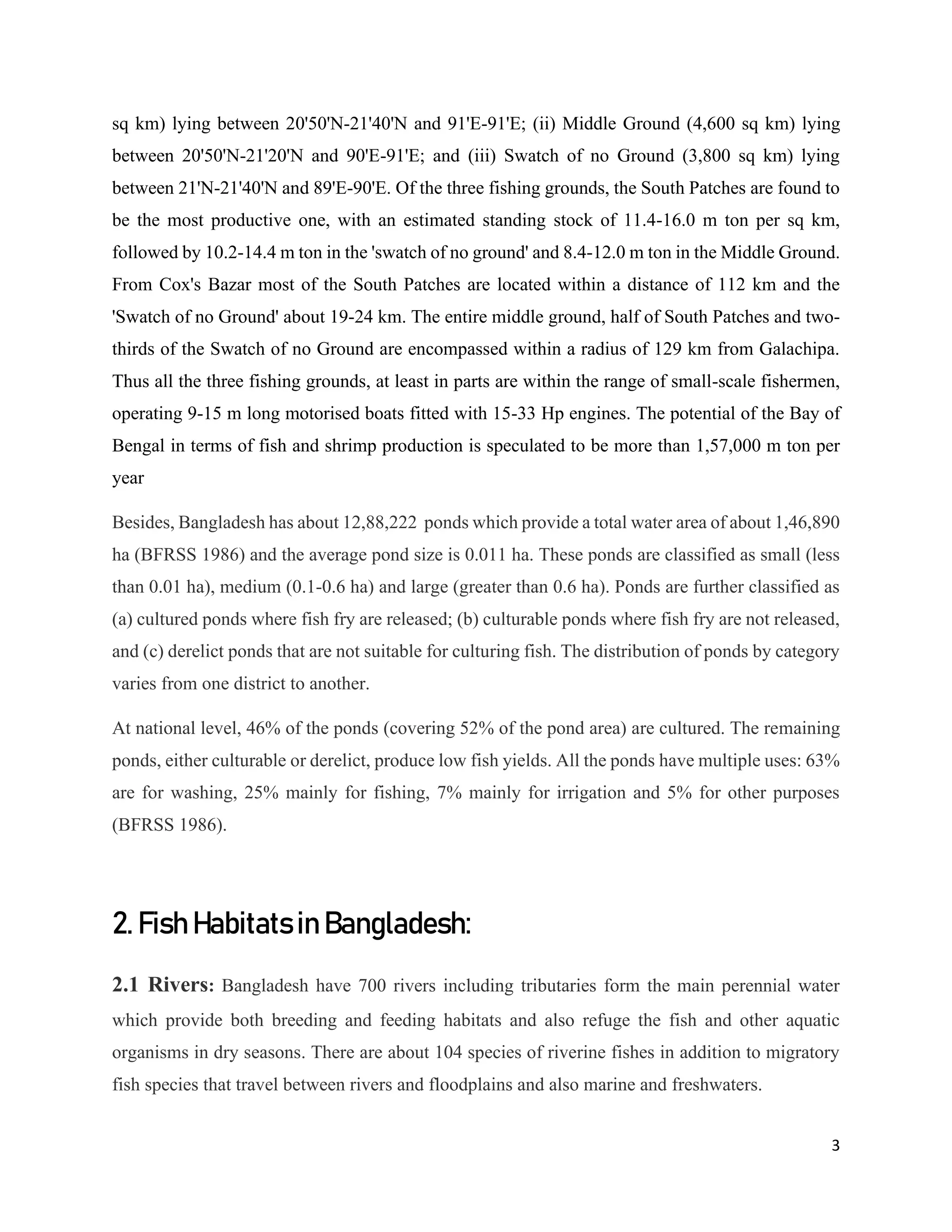 FISH HABITATS AND THEIR RESTORATION PROGRAMS IN BANGLADESH, CAUSES OF ...