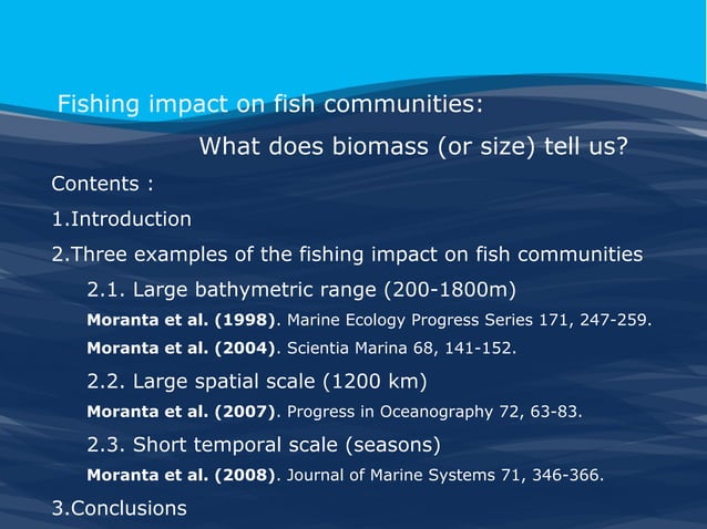 Fishing impact on fish communities | PPT