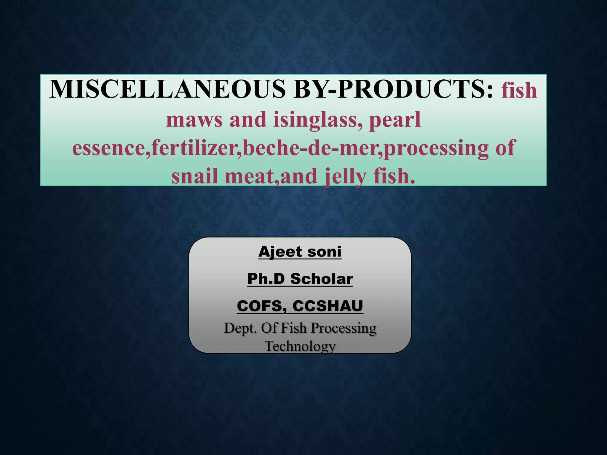 Maximize fish waste utilization through maws, essence, fertilizers ...