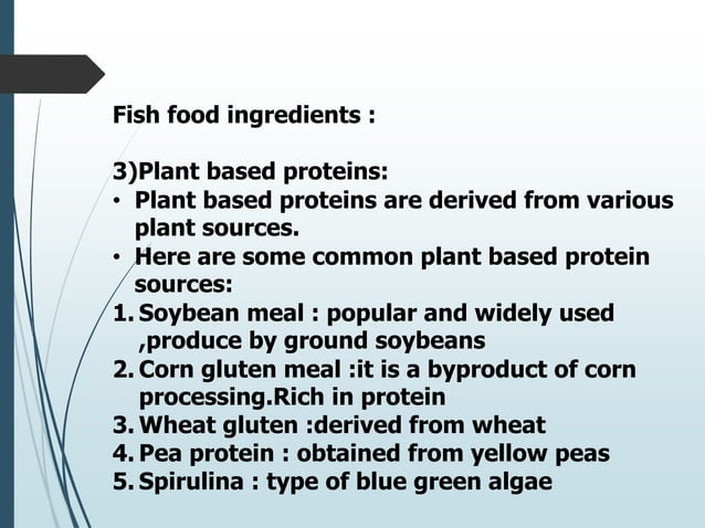 Fish nutrition, Fish feed ingredients and diseases.pptx | Pet Supplies ...