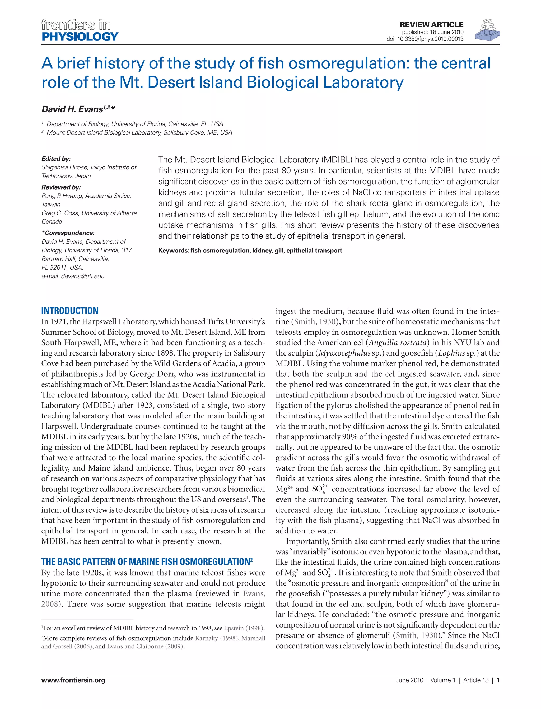 Fish osmoregulation | PDF