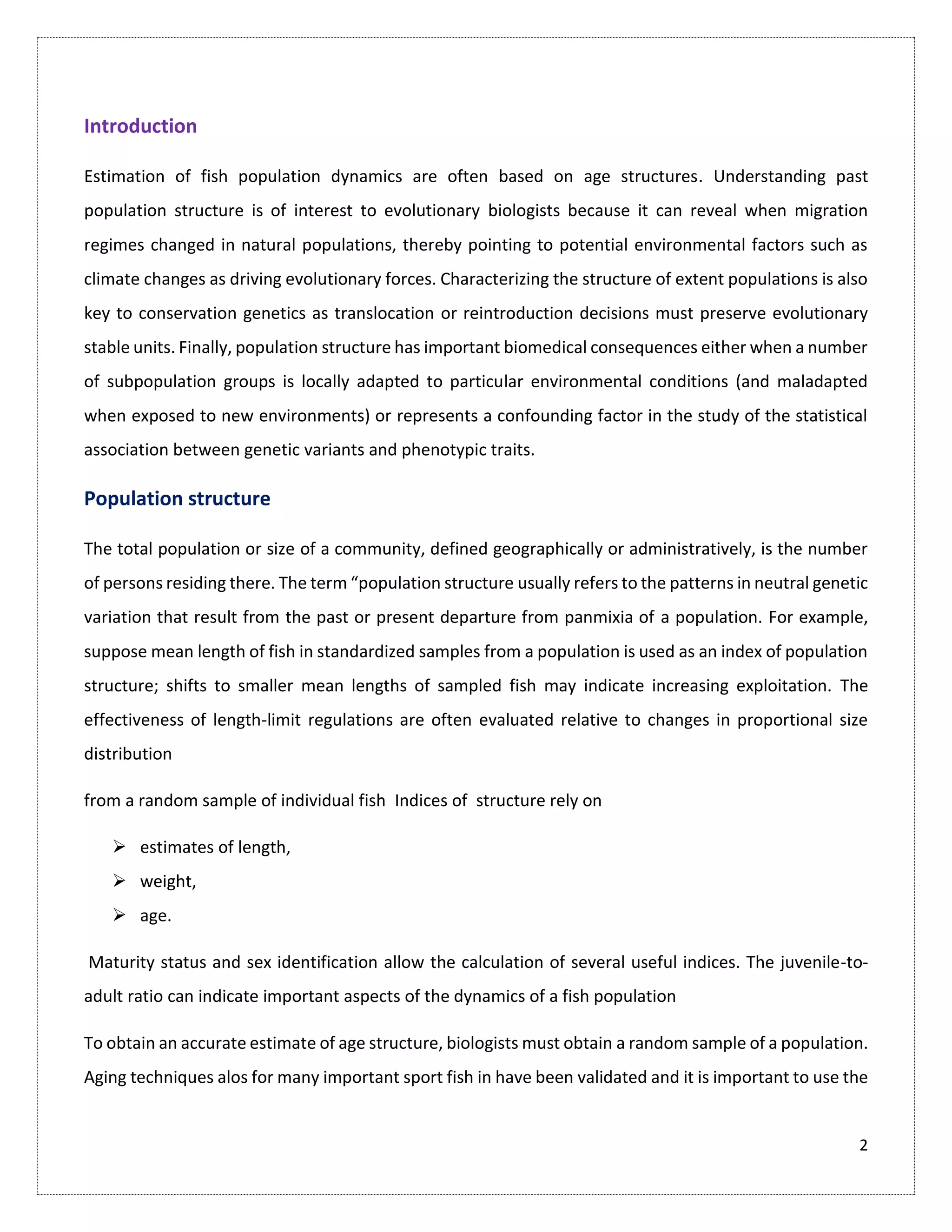 fish population dynamics, Population structure | PDF