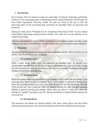 Fish processing and preservation: A Report based on Kuliarchar Cold ...