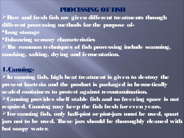 Fish processing ppt | PPT | Fish and Aquariums | Pets