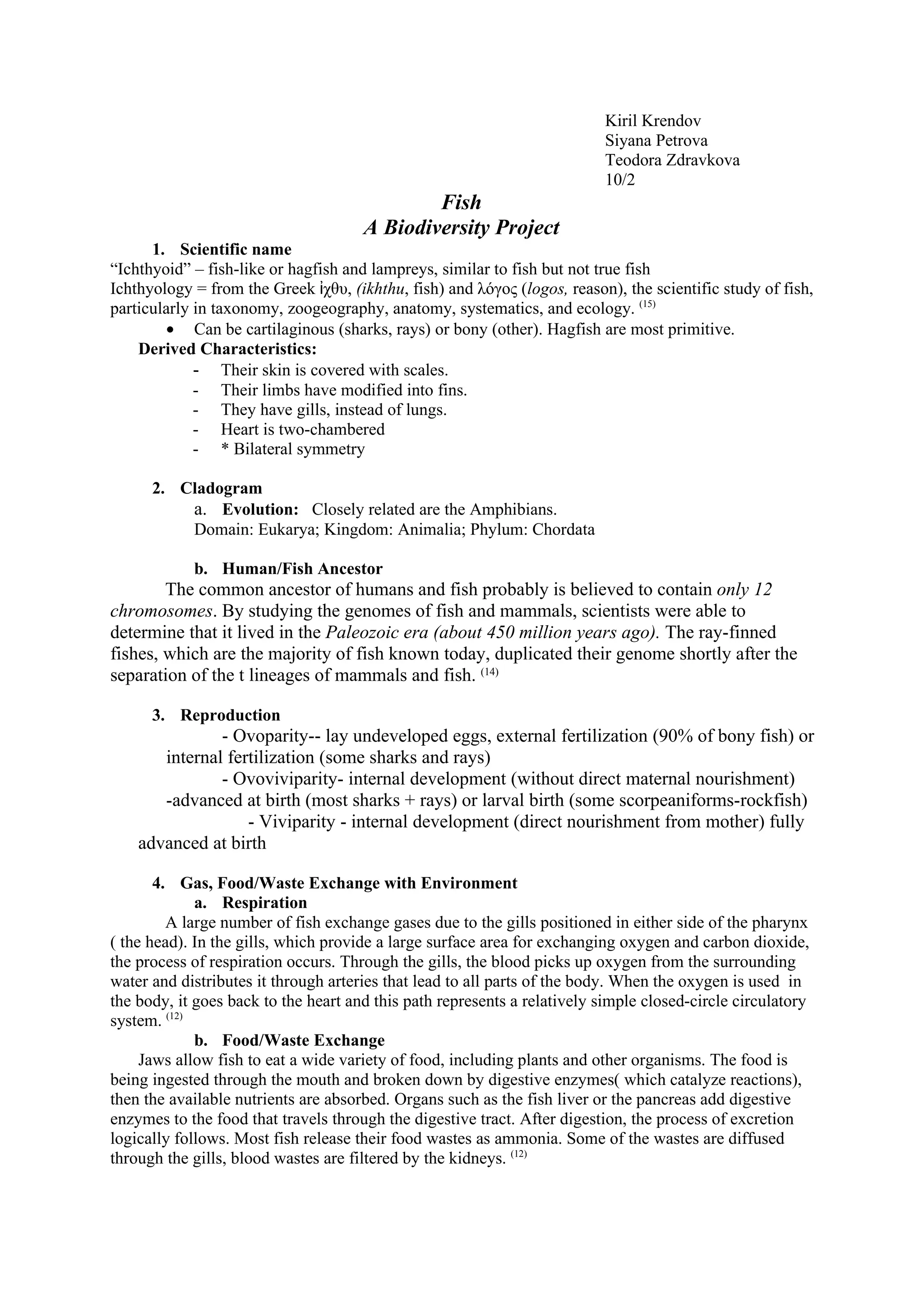 Fish project handout teddy, siyana, kiro | PDF