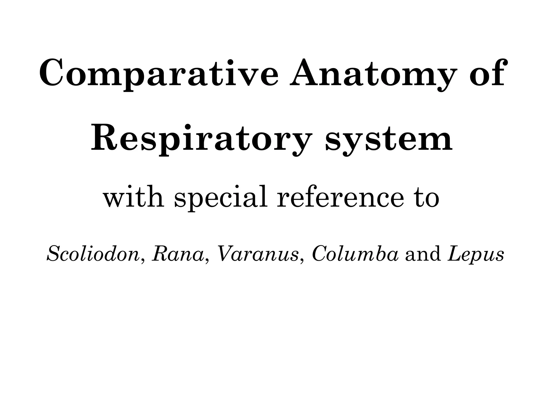 Comparative Anatomy of Respiratory Systems in Five Vertebrates | PPT