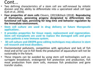 Fish stem cells and their applications by B | PPTX