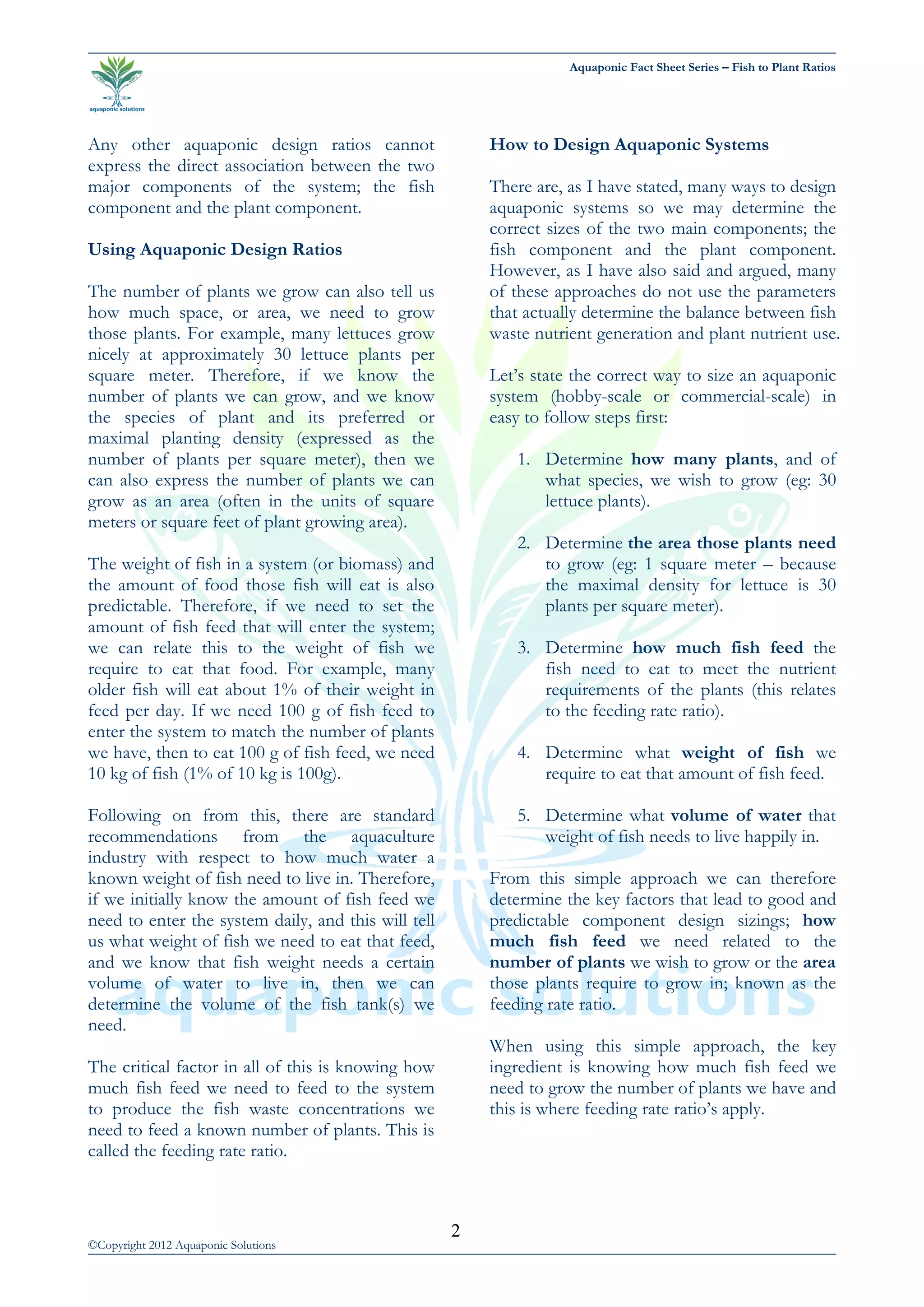 Fish to plant ratios | PDF