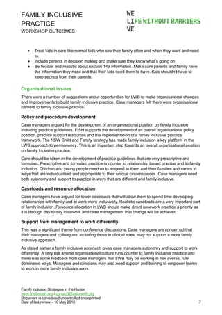 Fish workshop outcomes - LWB building a better life conference | PDF