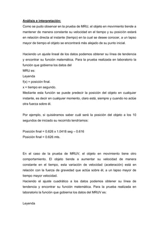 Fisica 1 mru y mruv con glx xplorer | PDF