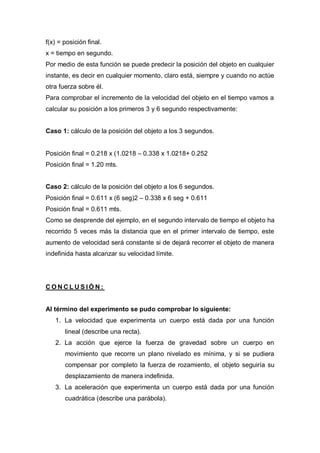 Fisica 1 mru y mruv con glx xplorer | PDF