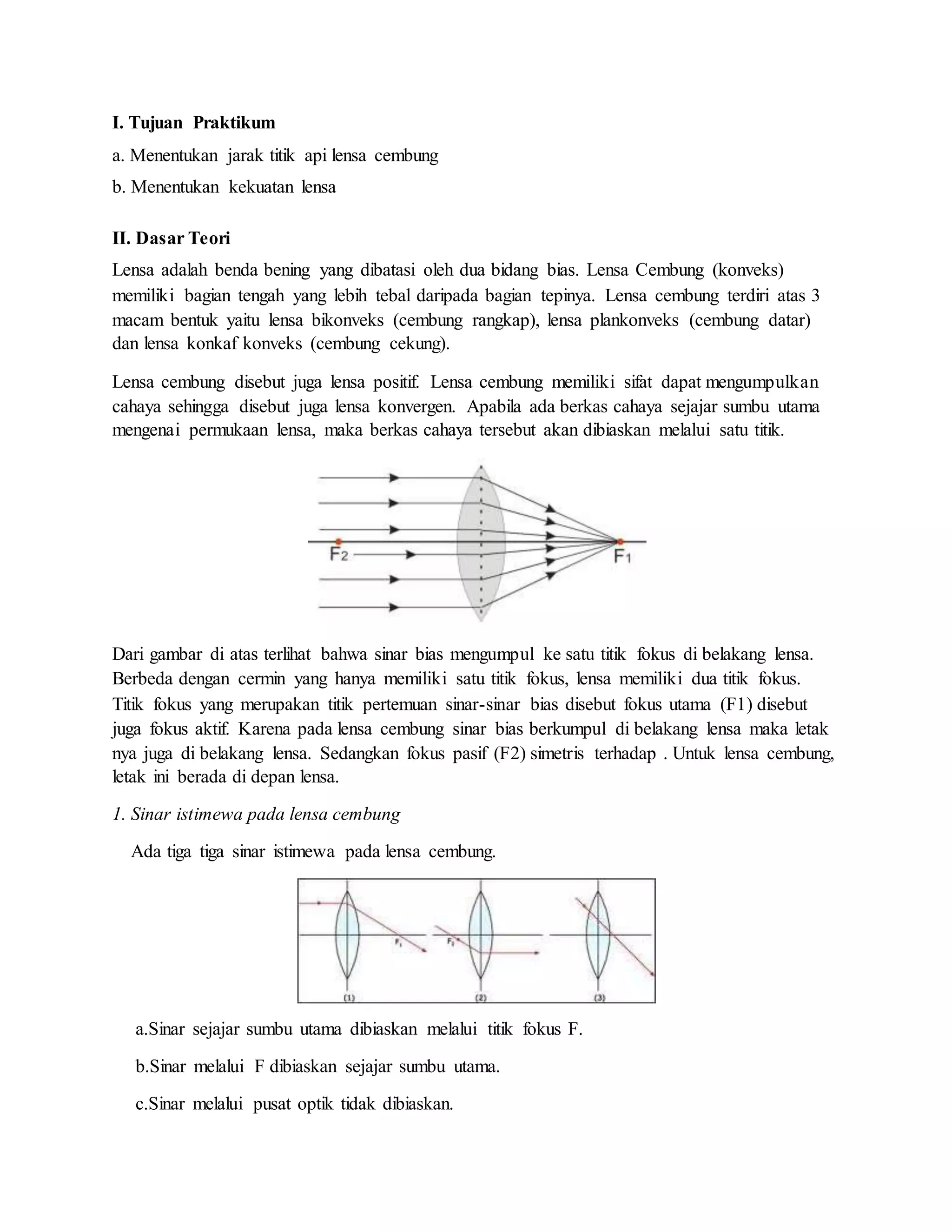 Laporan Fisika - lensa cembung | DOCX