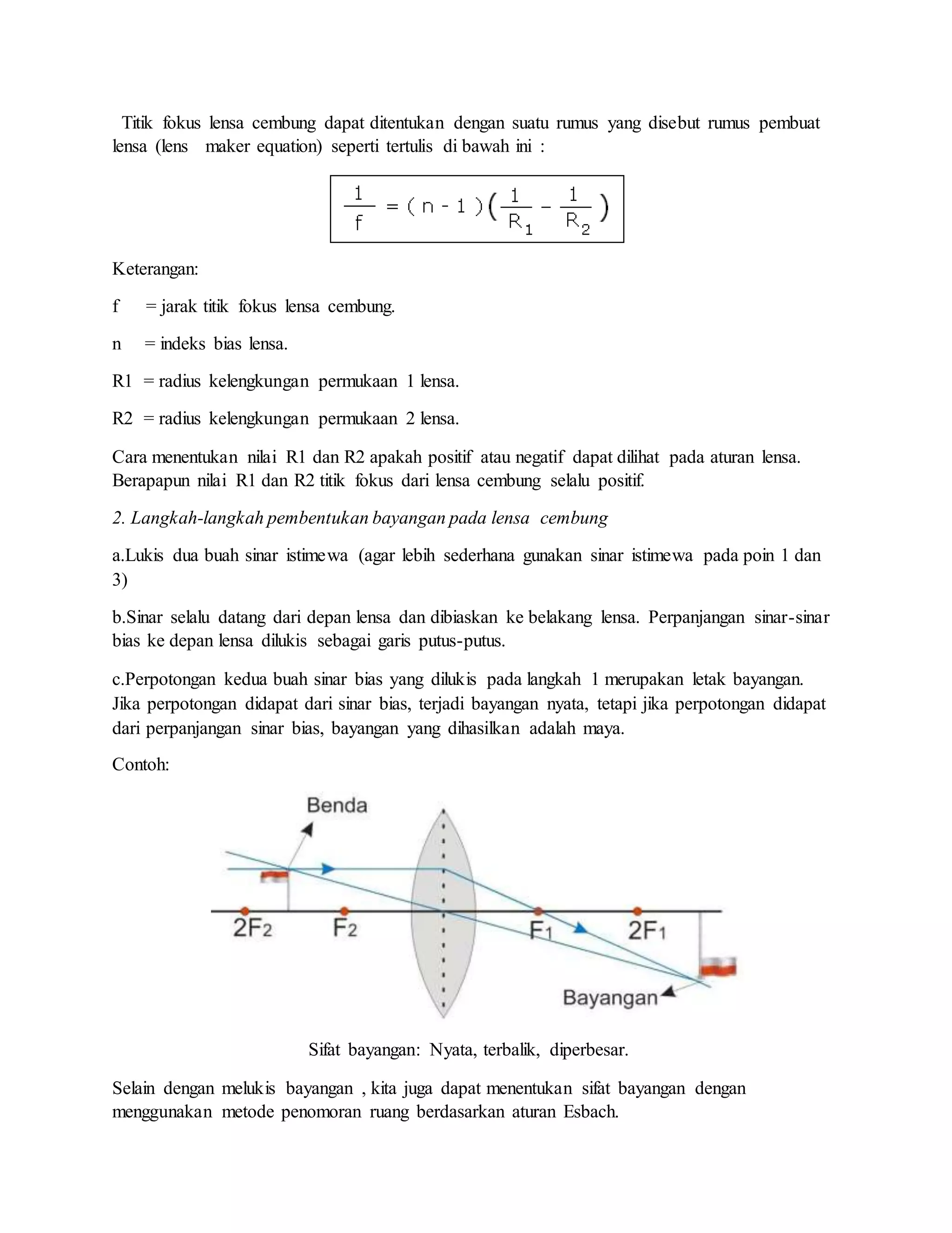 Laporan Fisika - lensa cembung | DOCX