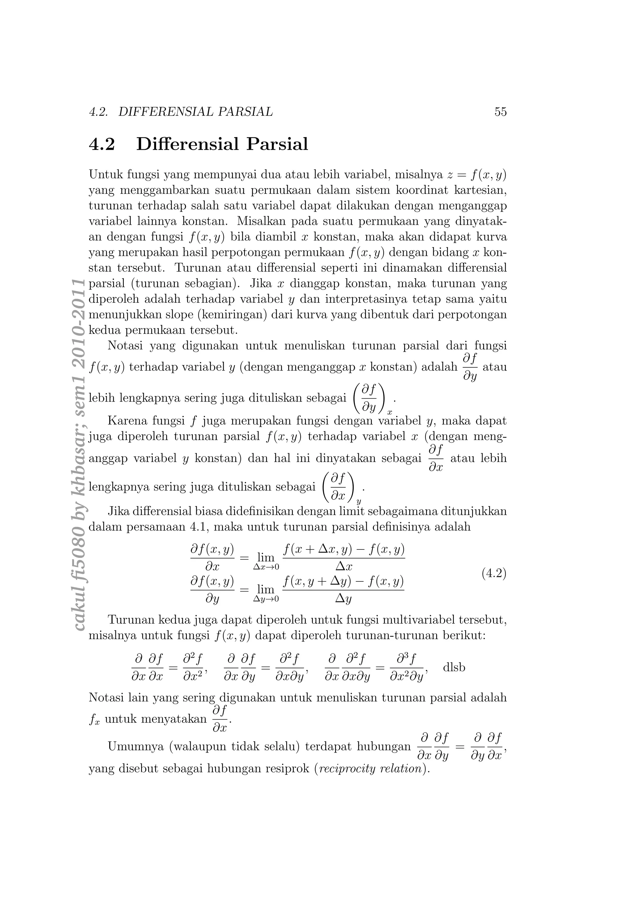 Fisika matematika bab4 differensial danintegral | PDF