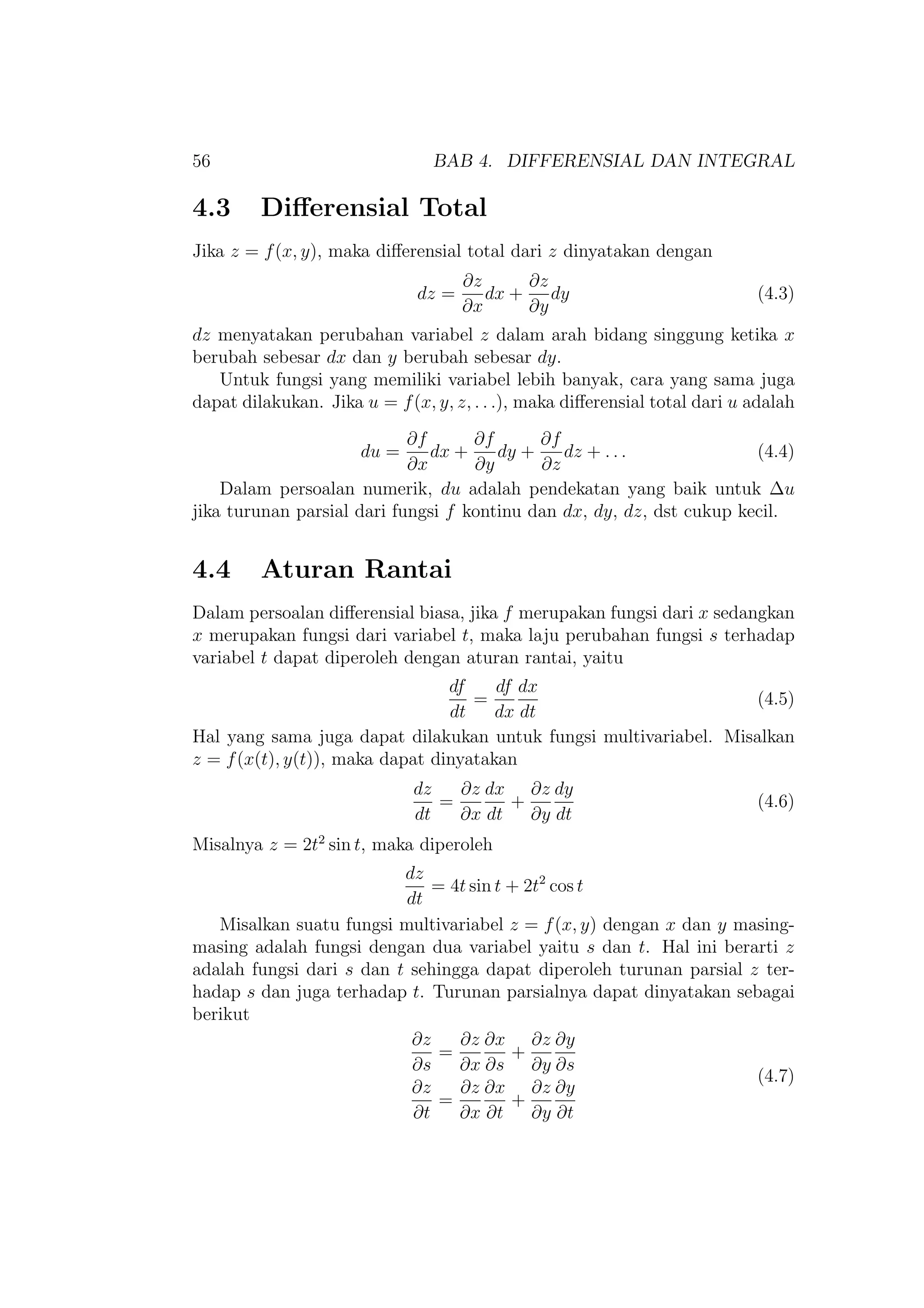 Fisika matematika bab4 differensial danintegral | PDF
