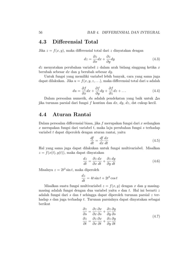 Fisika matematika bab4 differensial danintegral | PDF
