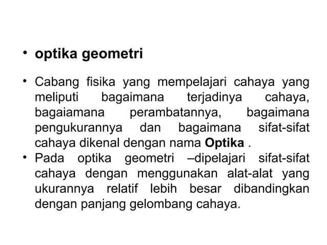 Fisika dasar optik geometri | PPT