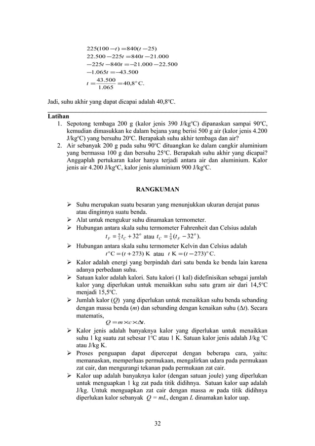 Fisika dasar prodi ipa (suhu dan kalor) | PDF