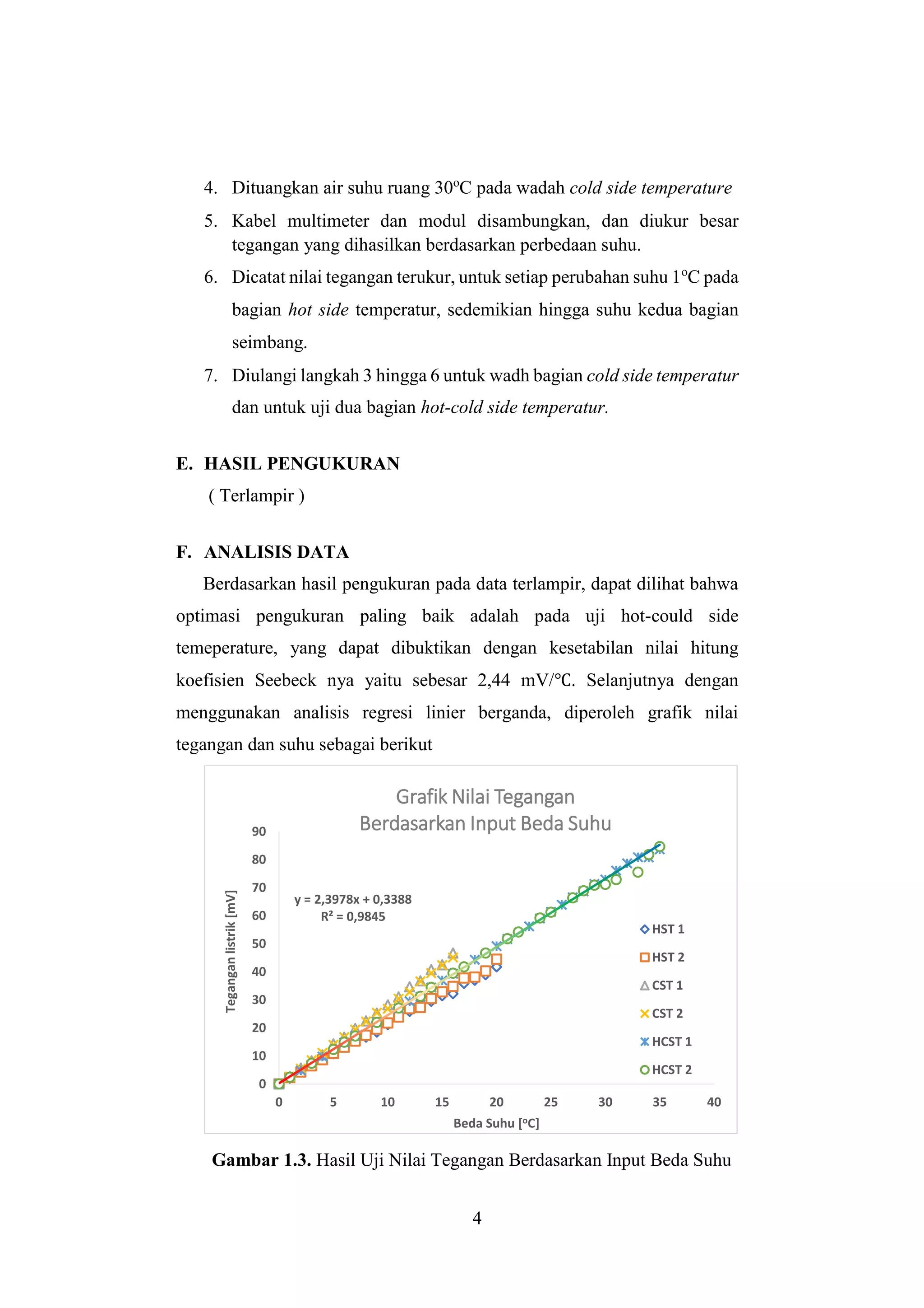 FISIKA EKSPERIMEN II : Konversi Energi Termal-Listrik Dengan Modul TEC1-12706 | PDF