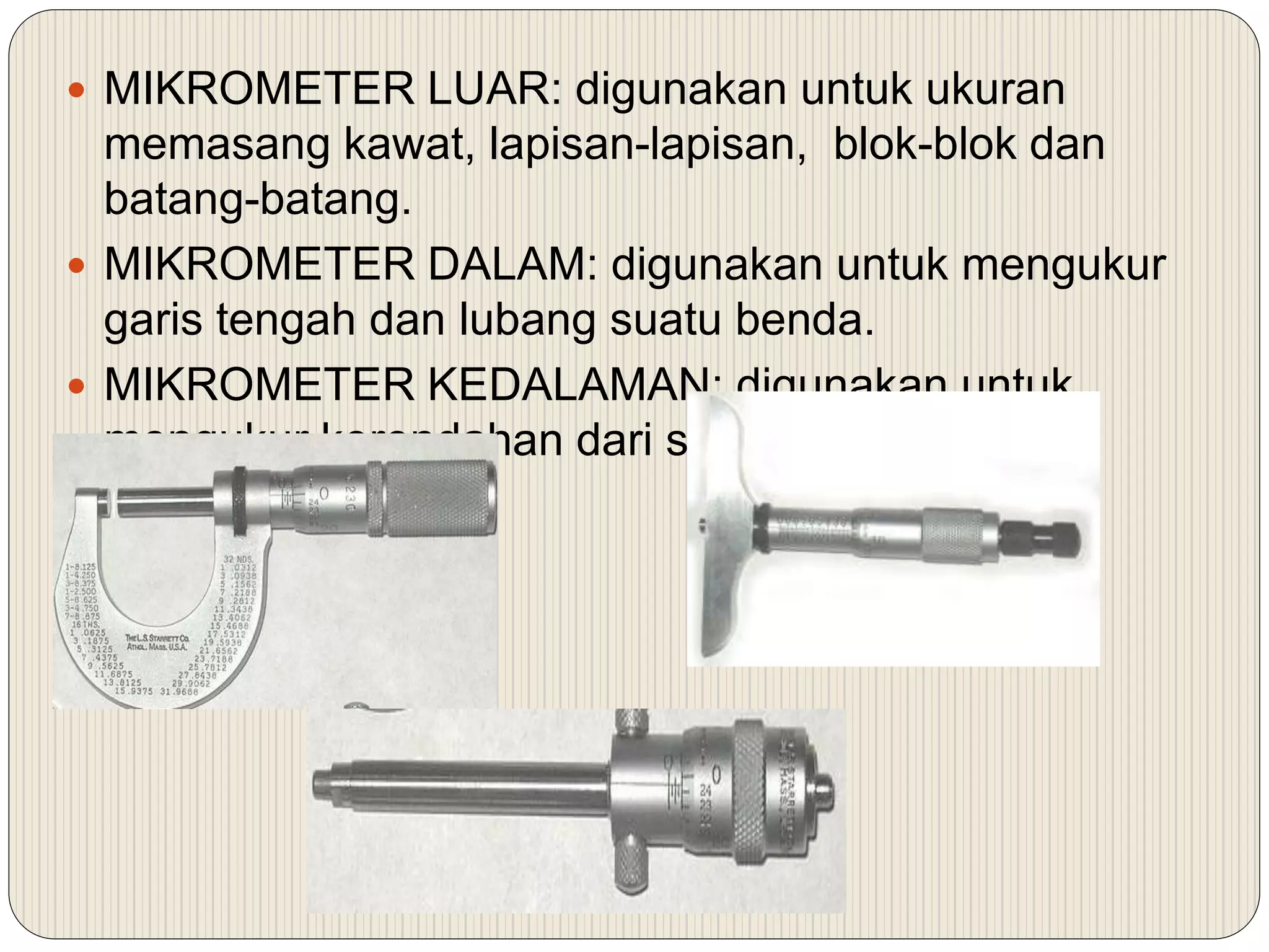 Jangka sorong dan mikrometer sekrup | PPTX