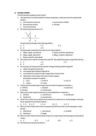Soal UAS Fisika kelas xii sem 1 | DOCX