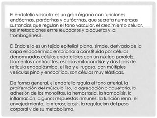 Fisiología del endotelio. | PPTX