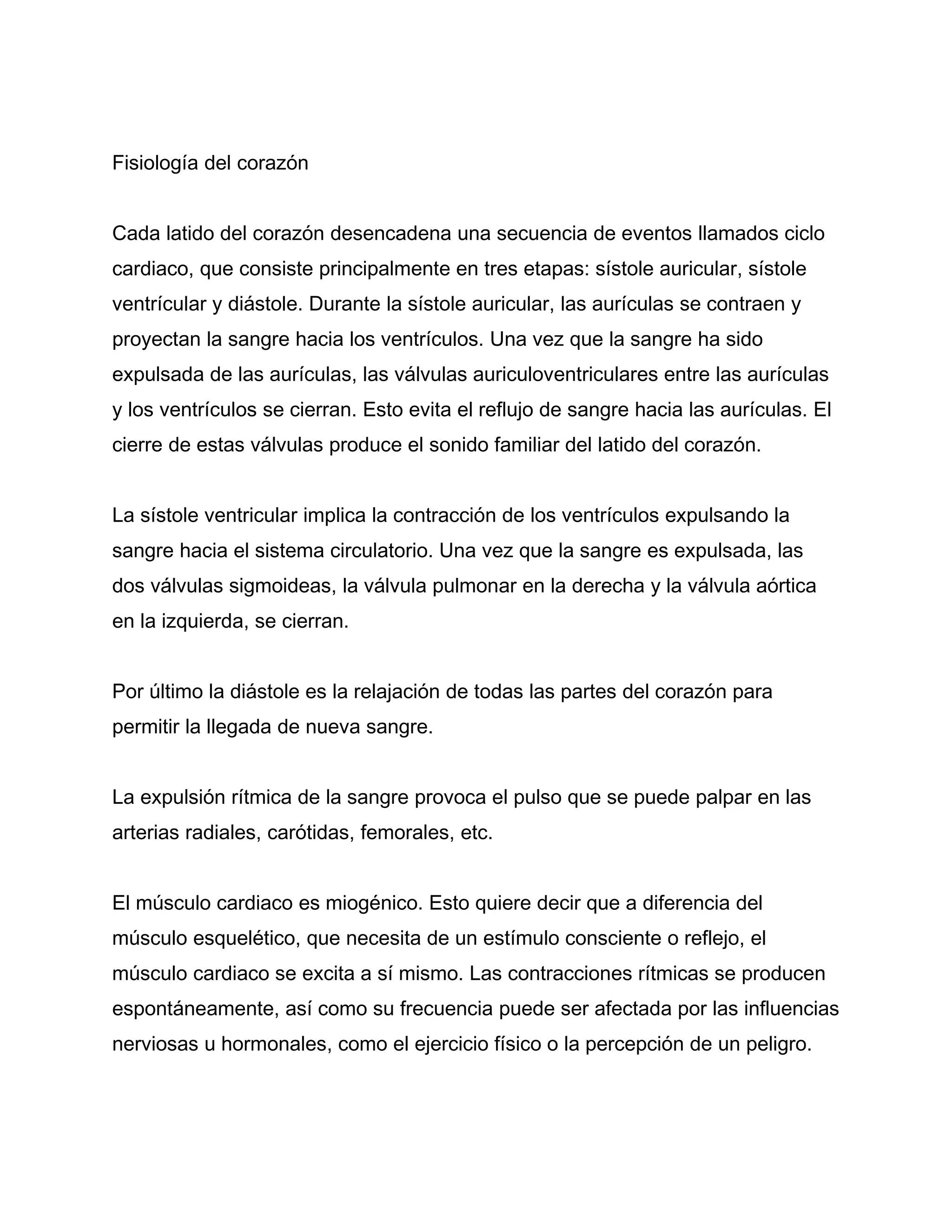 Fisiologia el corazon | DOC