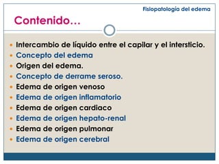 Fisiopatología del edema | PPTX