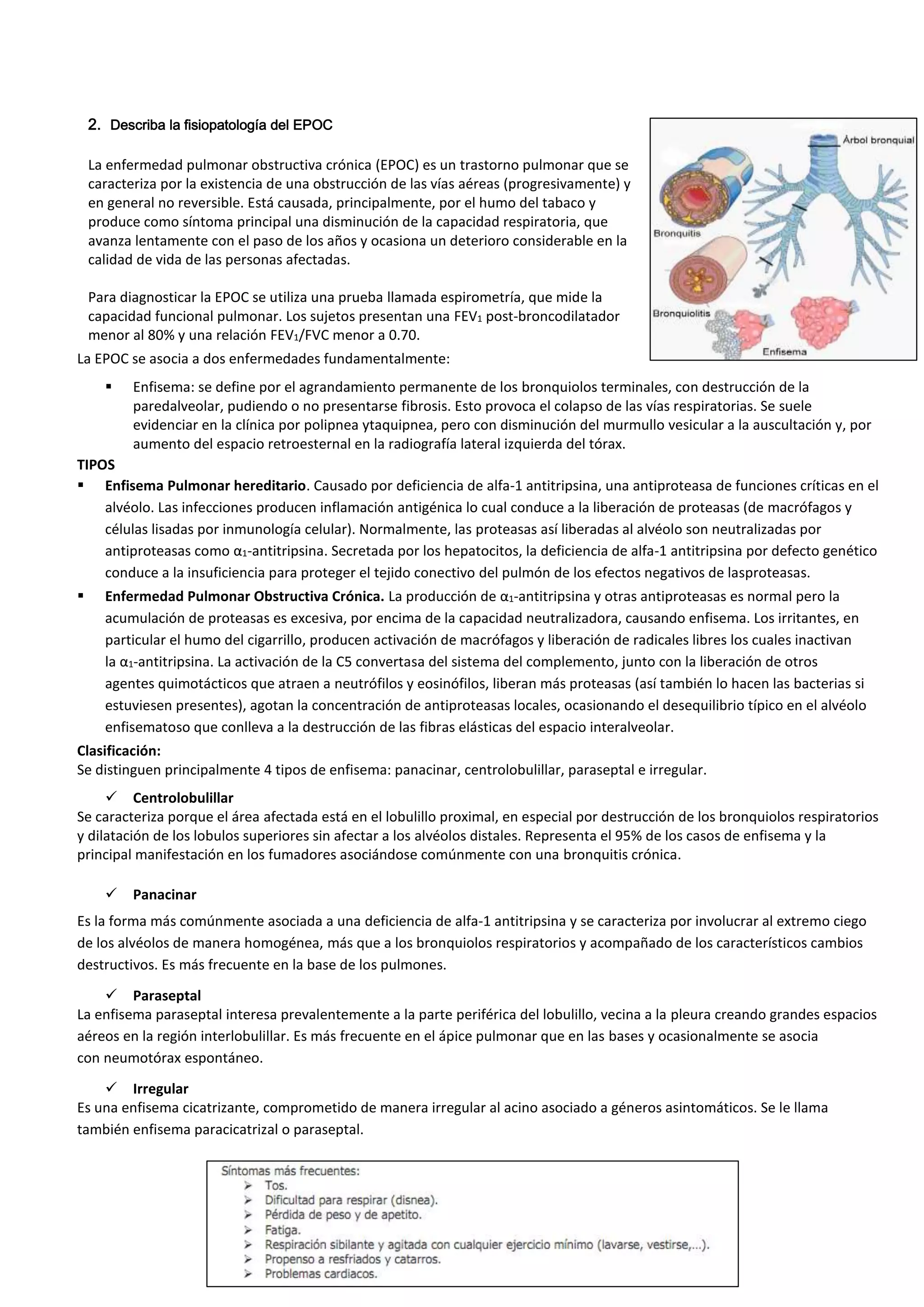 Fisiopatologia epoc epid | DOCX
