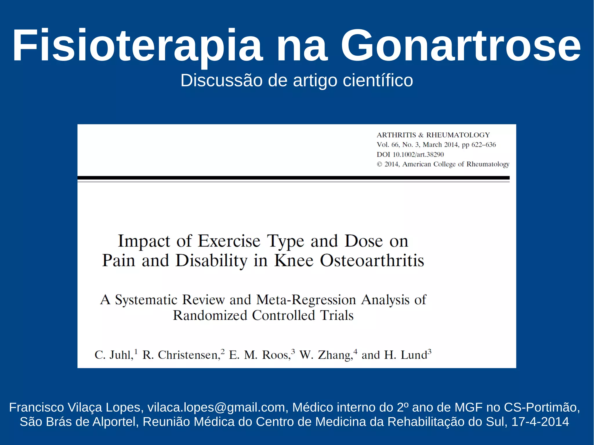 Fisioterapia na Gonartrose | PPT